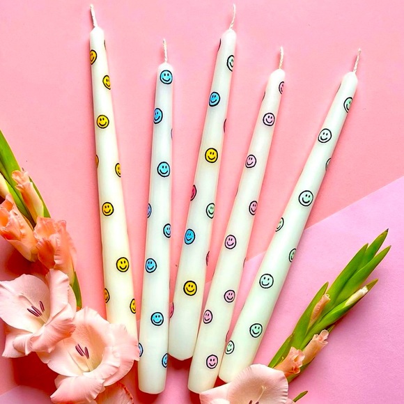 Art | Custom Color Smiley Face Hand Painted Candle | Poshmark